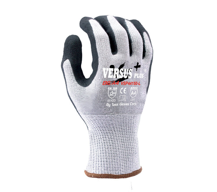 TASK GLOVES - Versus Plus® - 13 gauge Gray Gloves, Turnbull® yarn, Bla ...